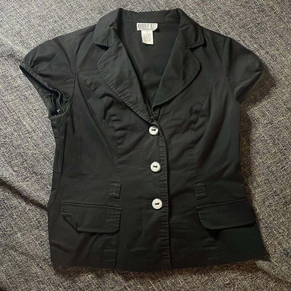 Vintage Bobbie Lee Black Capsleeve Button Up 20x22 - Gem